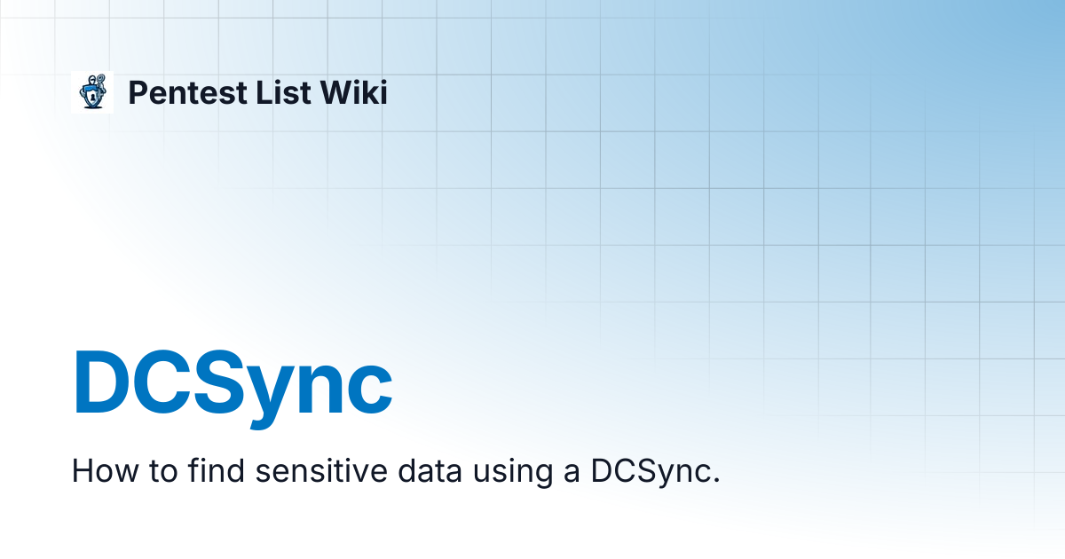 DCSync | Pentest List Wiki